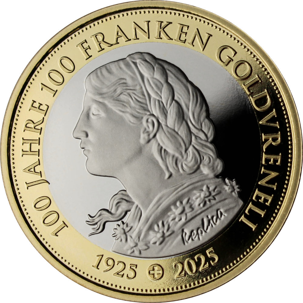 100 Jahre 100 Fr. Goldvreneli 1925-2025 Bi-Metall Swissmint | DEUTSCHER MÜNZEXPRESS®